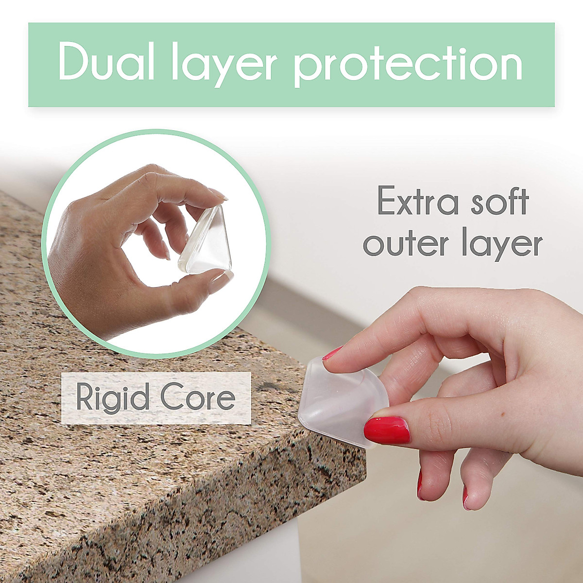 Little Chicks Soft Touch Table Guard Corner Cushions - with Dual Layer Protection - Fits Most Furniture Size Corners - 4 Pack - Transparent - Model CK029