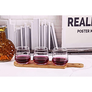 HinLot 2.7 inches Dia Base Beer Tasting Flight Set Wine Glasses Flight Boards Jars Serving Paddles (Round, 1) 3.5Wx15.5L