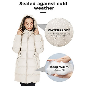 WenVen Women's Heavy Winter Coat Thicken Outerwear Long Hooded Puffer Jacket with Removable Hood (Beige,M)