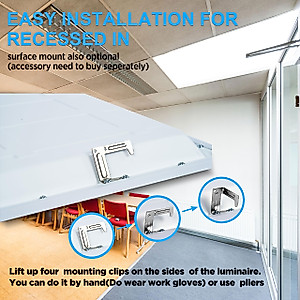 Geperll 2 Pack 2x4FT LED Flat Panel Troffer Light, Drop Ceiling Office Back-lit Fixture,35K/40K/50K CCT & 30/40/50W Selectable 0-10V Dimmable 100-277VAC-ETL