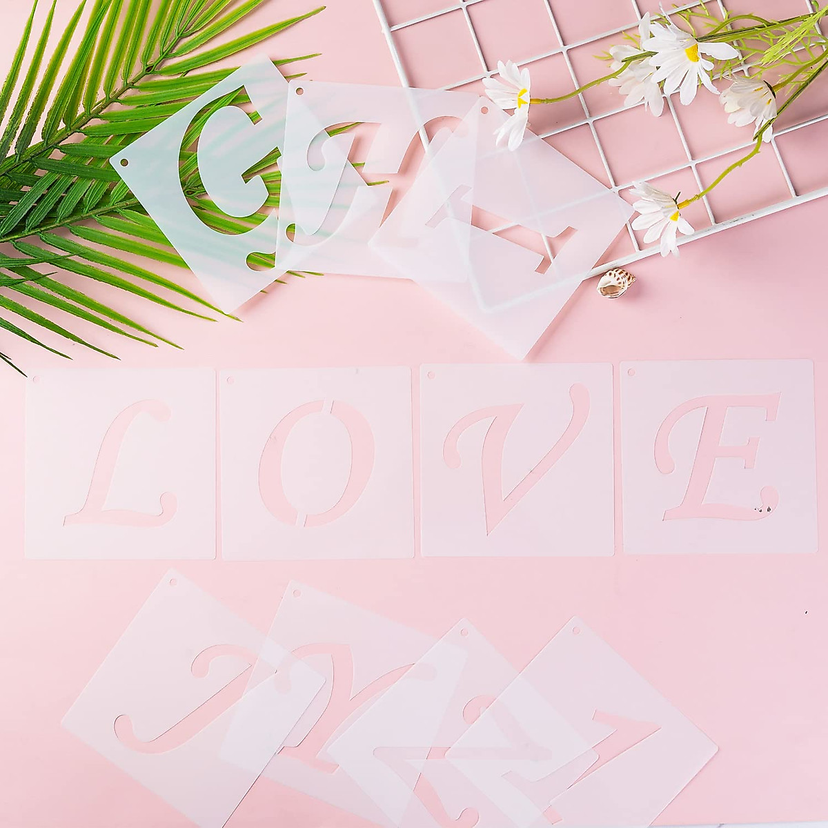 Eage Alphabet Letter Stencils 3 inch, 68 Pcs Reusable Plastic Letter Number Symbol Stencil Kit for Painting on Wood, Wall, Fabric, Rock, Chalkboard, Signage