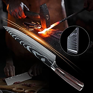 ZENG Kitchen Knife Set 10 PCS, Kitchen Knife Set without Block, Japanese Knife Set Stainless Steel, Chef knife set Professional, Pakkawood Handle, Sharp Knife Set for Vegetable Meat Fruit