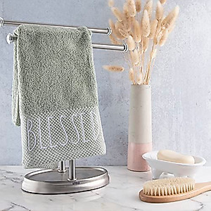 Rae Dunn Hand Towels, Embroidered Decorative Hand Towel for Kitchen and Bathroom, 100% Cotton, Highly Absorbent, Two Pack, 16x28, Embroidered Sage