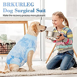 BRKURLEG Dog Recovery Suit Onesie After Surgery,Pet Spayed Neutered Shirt for Female Male Dogs Cats,Surgical Postoperative Snuggly Vest for Abdominal Wounds,Weaning,Anti-Licking Tie Dye Doggy Bodysuit