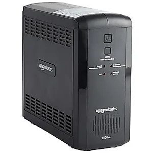 Amazon Basics Line Interactive UPS 1000VA 550 Watt Surge Protector Battery Power Backup, 9 Outlets, Black