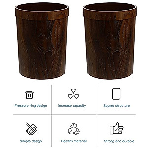 NUOBESTY Plastic Trash Can Bin Wastebasket Wood Grain Garbage Container for Bathroom Kitchen Laundry Room Home Office Dorms Rubbish Box 27. 5x21. 2x21. 2 cm Coffee