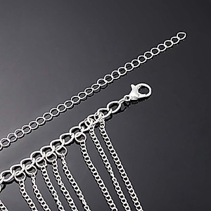 Tgirls Layered Punk Shoulder Chain Sexy Tassel Body Jewelry for Women and Girls (Silver)