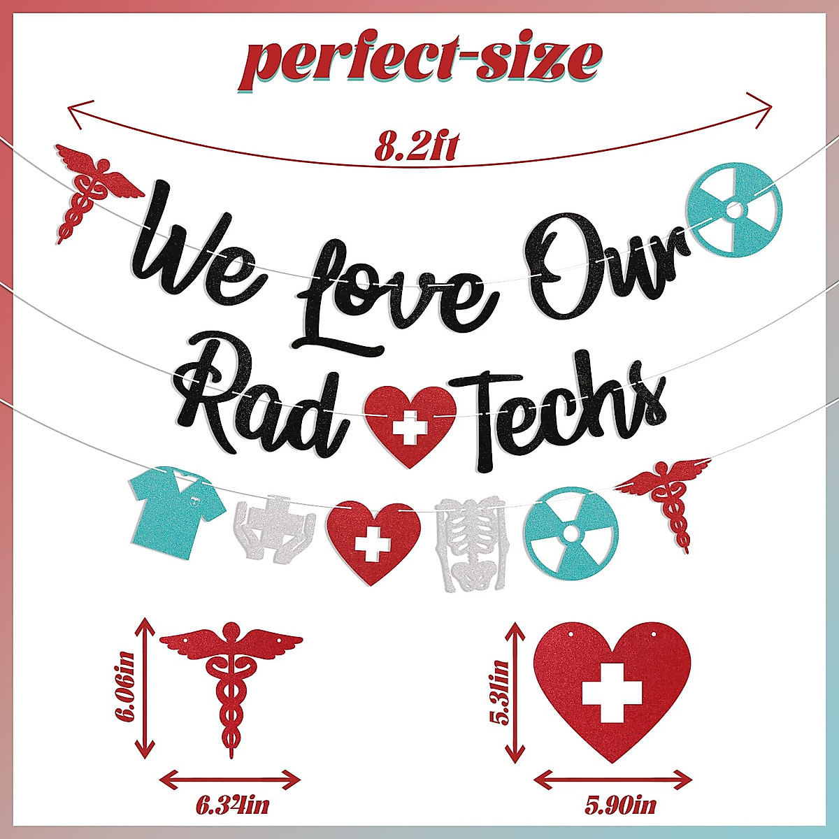We Love Our Rad Techs Banner - Rad Tech Week Banner, Radiologic Tech Week Banner, Rad Tech Appreciation Week Decorations Black Glitter