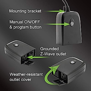 Smart Outdoor Plug, Smart WiFi Outdoor Plug Compatible with Alexa, Google Home and IFTTT, 2 Outlets, Timer and Remote Control, IP55 Waterproof, Smart Outdoor Switch with Energy Monitoring - Black