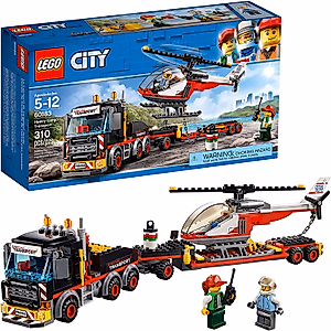 EGO City Heavy Cargo Transport 60183 Toy Truck Building Kit with Trailer, Toy Helicopter and Construction Minifigures for Creative Play (310 Pieces)