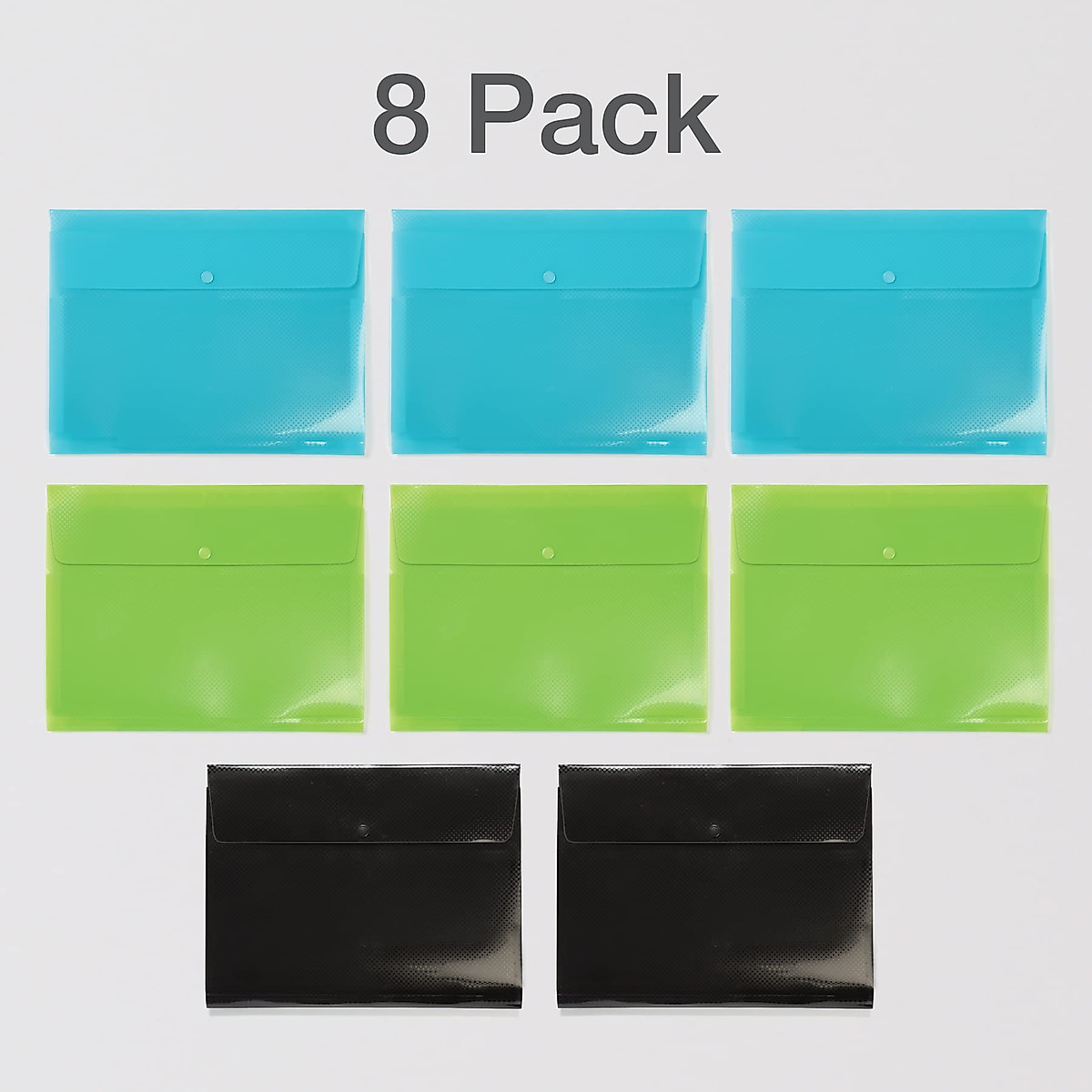 Oxford Plastic Expanding Files, 8 Pack of 5 Pocket File Organizers with 4 Tabs and Snap Closure, Letter Size Paper, 2 Black, 3 Blue, 3 Green (52005)