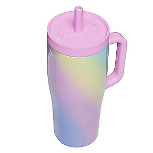 Corkcicle Cruiser Insulated Tumbler with Handle & Straw, Rainbow Unicorn, 22 oz – 100% Leakproof Cupholder Friendly Water Bottle Keeps Drinks Cold 20hrs