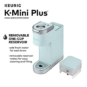 Keurig K-Mini Plus Coffee Maker, Single Serve K-Cup Pod Coffee Brewer, 6 to 12 oz. Brew Size, Stores up to 9 K-Cup Pods, Misty Green (Renewed)