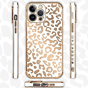 Bonoma for iPhone 13 Pro Case Leopard Plating Electroplate Luxury Elegant Case Camera Protector Soft TPU Shockproof Protective Corner Back Cover iPhone 13 Pro Case -White