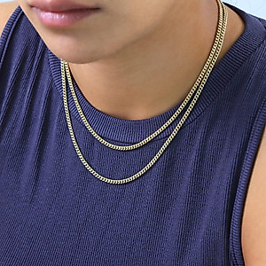 Nuragold 10k Yellow Gold 3mm Miami Cuban Link Chain Pendant Necklace, Mens Womens Jewelry 16" 18" 20" 22" 24" 26" 28" 30"