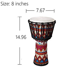 Meech Djembe Drum for Kids Bongo Congo Goatskin African Drum Cloth Stitching African Drums Konga Drums 8 Inch Wide7.67 Inches High14.96 Inches Red