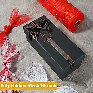 6 Rolls Poly Burlap Mesh 10 Inches Red Deco Ribbon 60 Yards White Mesh Roll Door Wreath Supplies, Poly Burlap Ribbon Mesh for DIY Craft Home Christmas Party Decoration(2White, 2Red, 2Red&White)