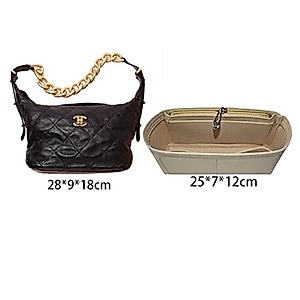 Felt Purse Organizer Insert, for Chanel Chanel24c HOBO armpit bag, inner bag lined with street bag2063Beige