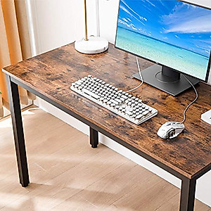IBUYKE Computer Desk, 47" Home Office Writing Study Desk, Industrial Bar Table, Dinning Table, Simple Small Table with Thicker Tabletop, Metal Frame TMJ016H