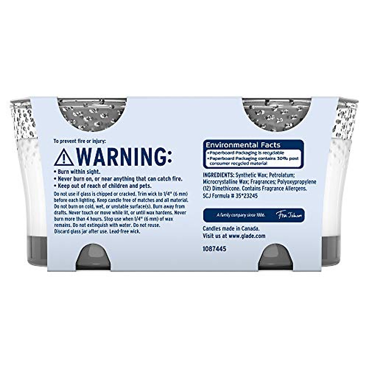 Glade Candle Jar, Air Freshener, Clean Linen, 6.8 Oz, 2 Count