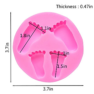 Baby Footprint Silicone Molds for Baby Shower Cake Topper Decoration, 4 Cavities Fondant Mold for DIY Baking Cookie, Chocolate, Cupcake and Polymer Clay