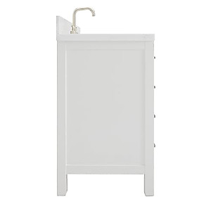ARIEL Cambridge 42 Inch Bathroom Vanity with Sink, White Bathroom Vanity, Solid Wood Vanity Base Cabinet, Carrara White Quartz 1.5" Edge, Rectangular Single Sink, 2 Soft Closing Doors, 5 Drawers