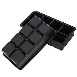 Ticent Large Ice-Cube-Tray Silicone Ice-Cube-Mold 2-Inch Ice Cubes for Whiskey and Cocktail, Pack of 2