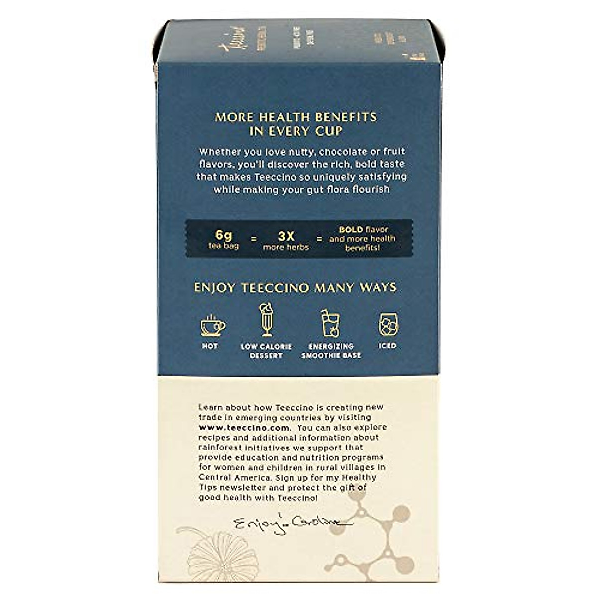 Teeccino Dark Chocolate Prebiotic Superboost™ Herbal Tea - Support Your Probiotics with Vegan GOS & Organic XOS for Good Gut Health and Regularity, 25 Tea Bags (Pack of 1)