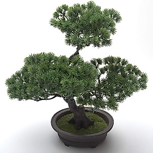CHENGAI Artificial Plants Bonsai Potted Plants, Mini Simulation Pine Tree Potted Plant for Home Decoration Desktop Display Garden Decor
