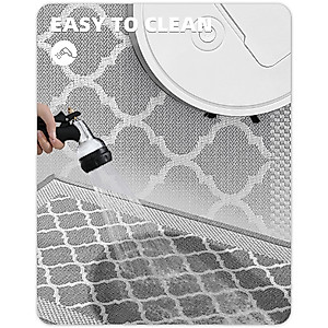 Color G Kitchen Rugs Mats Sets of 2, Non Skid Washable Kitchen Runner Rug for Floor, Front of Sink, Laundry Room, Non Slip Absorbent Rug and Mat Set, 17"x29"+17"x59", Grey