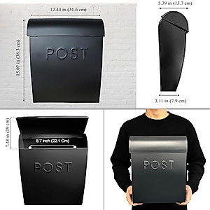 NACH Large Wall Mount Mailbox, 5.07 x 12.44 x 5.39 inches, Black Mailboxes for Outside Wall Mount, Waterproof Mailbox - The Sylvia Mailbox