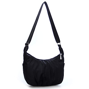 Grey990 Women Casual Nylon Waterproof Sling Shoulder Bag Large Capacity Crossbody Bag Handbag Purse Black