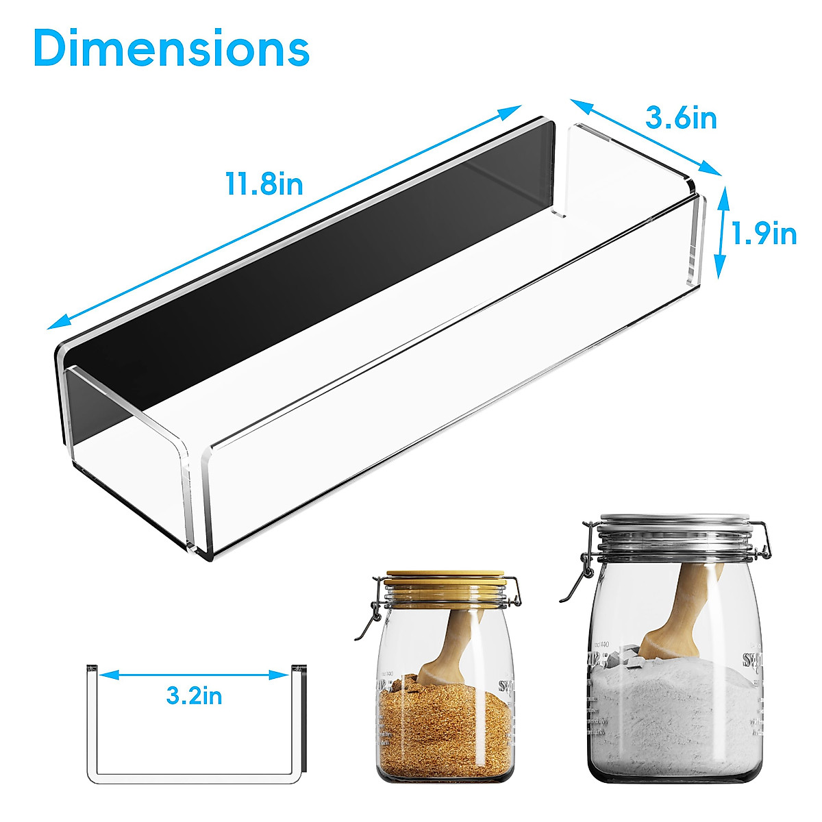Lumanman 2 Pack Acrylic Spice Racks for Refrigerator and Oven, Magnetic Fridge Organizers and Storage, Clear