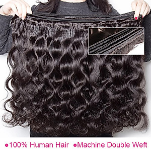 Body Wave 3 Bundles with Closure 100% Unprocessed Brazilian Body Wave Human Hair Weave with 4x4 Free Part Lace Closure Natural Color (14 16 18+12,Bundles with Closure)