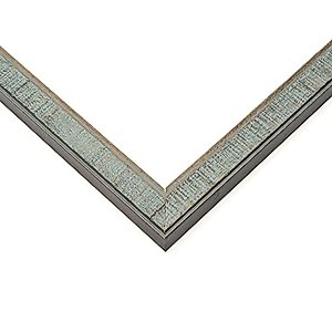 7x7 Frame Blue Scuffed Farm Board Solid Wood Picture Frame Width 0.75 Inches | Interior Frame Depth 0.5 Inches | Kingsley Blue Distressed Photo Frame Complete with UV Acrylic, Foam Board Backing &