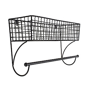 DII Rustic Farmhouse Bathroom Décor, Metal Storage, Large Towel Bar, Black