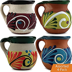 FFX Artesania Mexican Terracotta Coffee Mugs Clay Cups Tazas Para Cafe de Barro Artisan Made EACH MUG UNIQUE Hand Painted Terracotta Cocktail Glasses Tea Decor