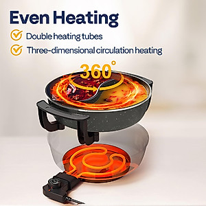 VIVOHOME Electric Hot Pot 6L Non-Stick Shabu-shabu Hot Pot with Divider 110V BPA FREE Fondue with Tempered Glass Lid for 1-6 People Party, Family Dinning