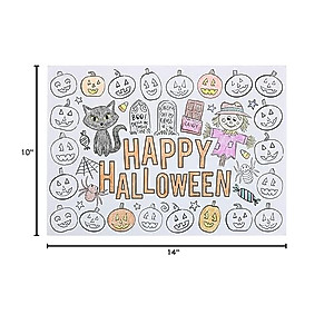 Iconikal Color-Your-Own 2-Sided Reversible Disposable Paper Place Mats, Happy Halloween, 14 x 10-Inches, 22-Count