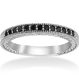 1/6ct Black Diamond Wedding Anniversary Vintage Ring - Size 5