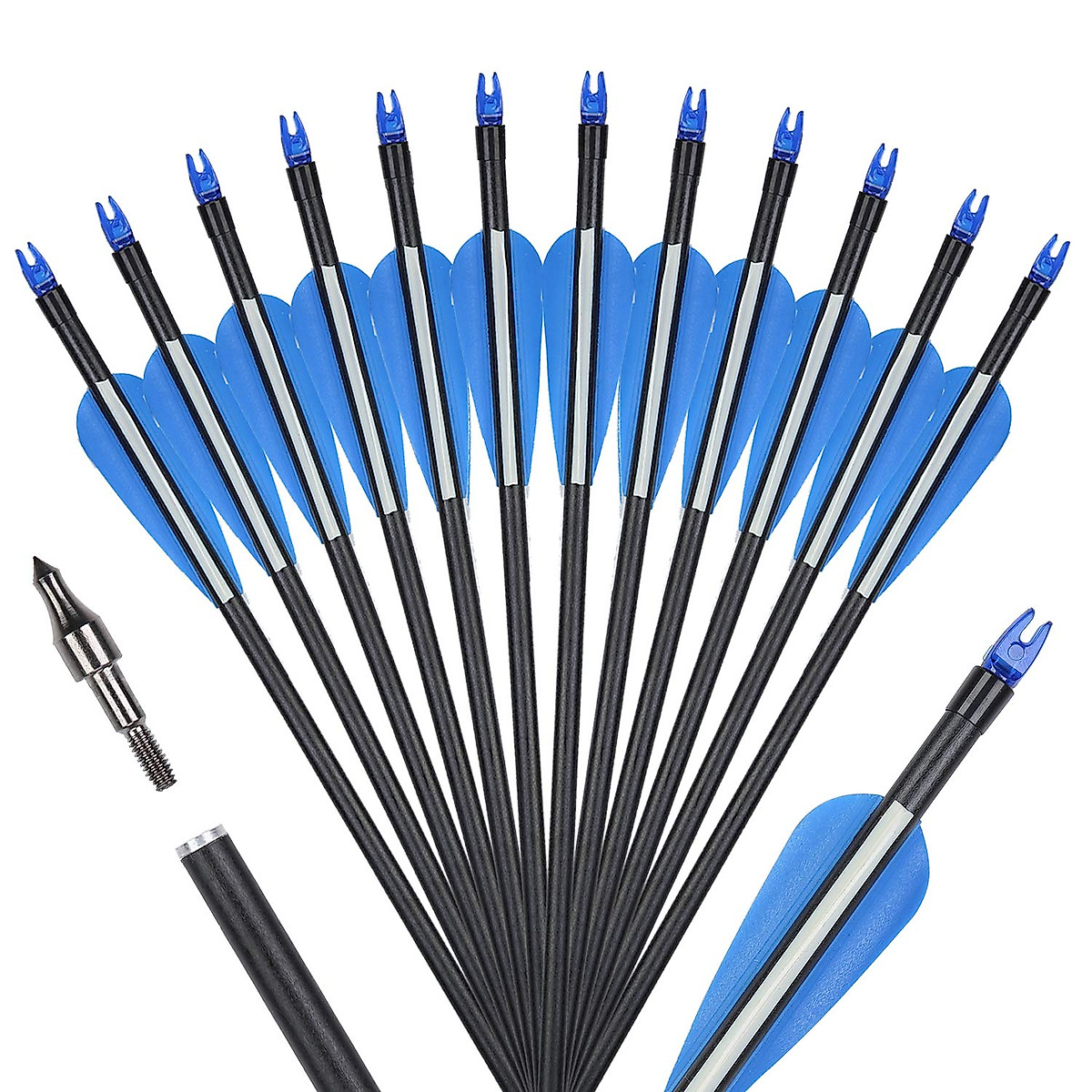 Fiberglass Archery Target Arrows 32 Inch for Youth Children Women Beginner Shooting Practice with Compoud Recurve Bow