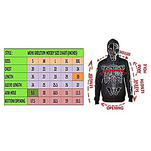 SKYLINEWEARS Men Full Face Mask Skeleton Skull Hoodie Sweatshirt Halloween Costume Hoodie Black S