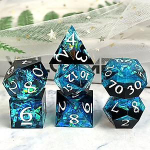 RESINWORLD 7 Piece Sharp Edge Polyhedral Dice Mold, DND Dice Resin Molds for Board Games, Silicone Molds for Resin Dice Making