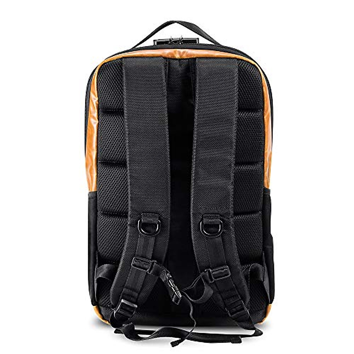 Skunk SoHo Backpack - Smell Proof - Weather Resistant - With Combination Lock (Black/Brown Leather)
