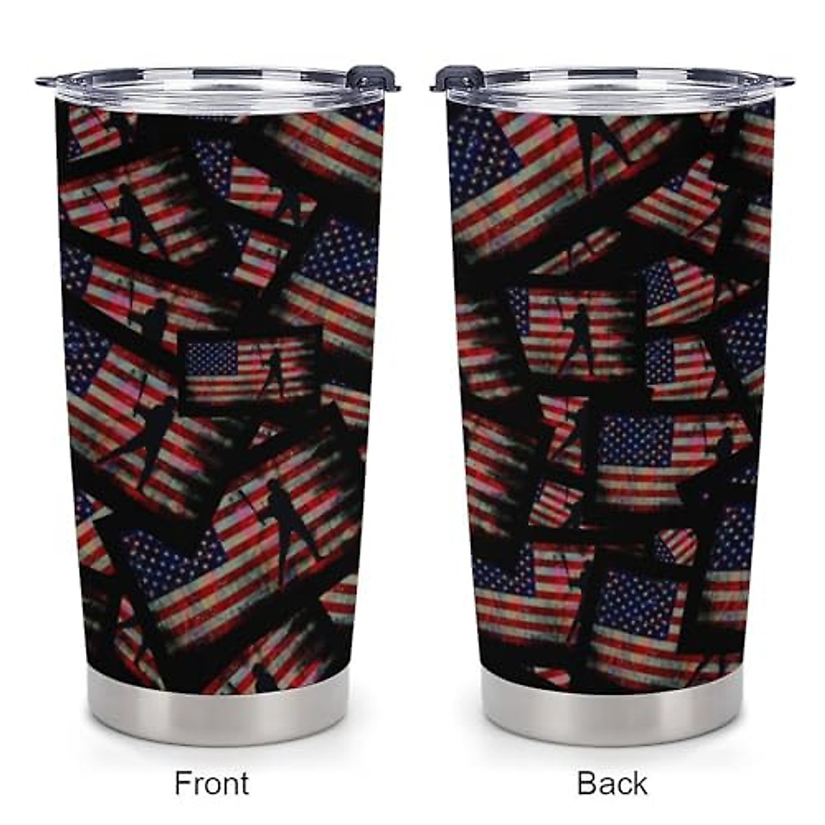 DULAHR Laser Texture American Flag Baseball Tumbler Insulated Stainless Steel Travel Tumbler Car Cup With Lid 20 OZ