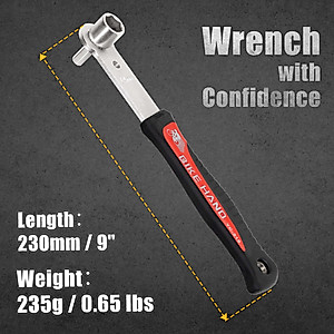 BIKEHAND Bike Bicycle Crank Bolt Wrench - Features a 14mm Socket & an 8mm Hex Wrench - Extra Long Handle