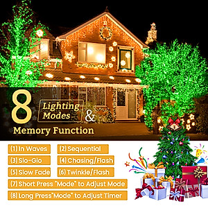 KNONEW Solar String Lights Outdoor [2 Pack] 72FT 200 Led Solar Fairy Lights with 8 Lighting Models, Waterproof Copper Wire Solar Powered Light for Garden Patio Tree Wedding Party Holiday Decor, Green