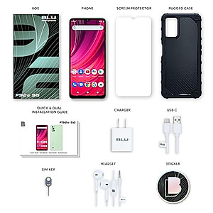 BLU F92e 5G | 2023 | 3-Day Battery | Unlocked | 6.5” HD+ Display | 128/4GB | 50MP Camera | US Version | US Warranty | Green