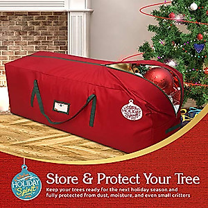 HOLIDAY SPIRIT Christmas Tree Storage Bag, Heavy-Duty 600D Oxford Material with Durable Reinforced Handles & Zipper, Waterproof Dust Protection (Red, Fits a 9FT Tree)
