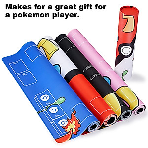 Biouai Playmat for Trading Card Game - 2 Player Trainer Mat for Game with Carry Case Tube(Red)